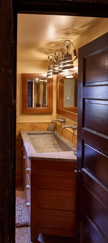 English Tudor Rustic Extravagance in a Bathroom Remodel