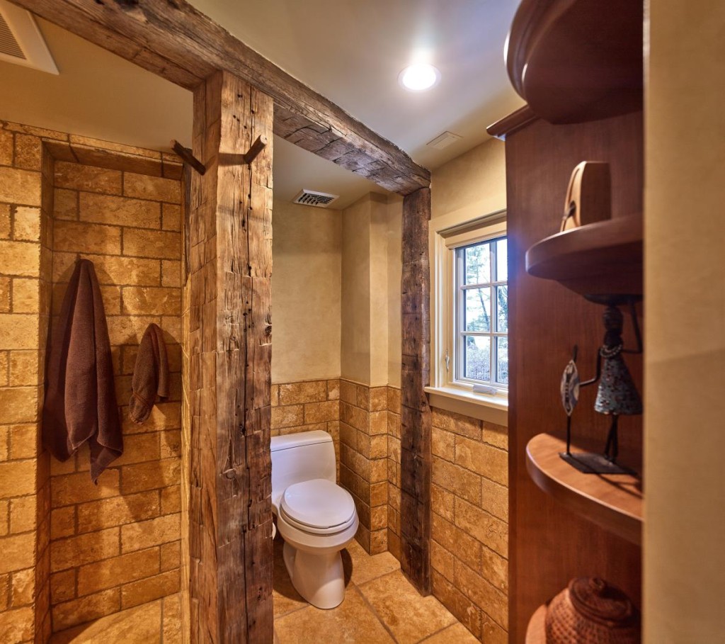 English Tudor Rustic Extravagance in a Bathroom Remodel